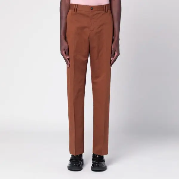 PT TORINO Cotton Linen Trousers - Brown