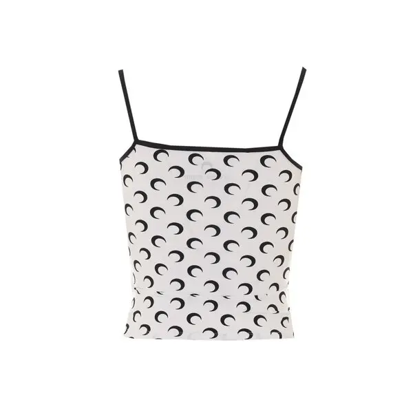MARINE SERRE Moon Print Jersey Straps Top - White