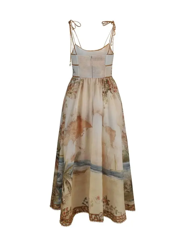 Zimmermann Mahon Linen Corset Midi Dress - Cream