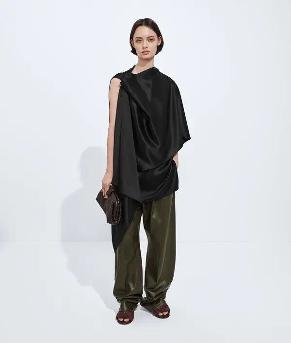 Bottega Veneta Fluid Silk Satin Top - Double Black