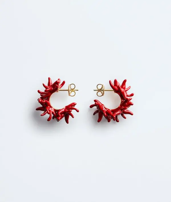 Bottega Veneta Sea Coral Hoop Earrings - Cardinal