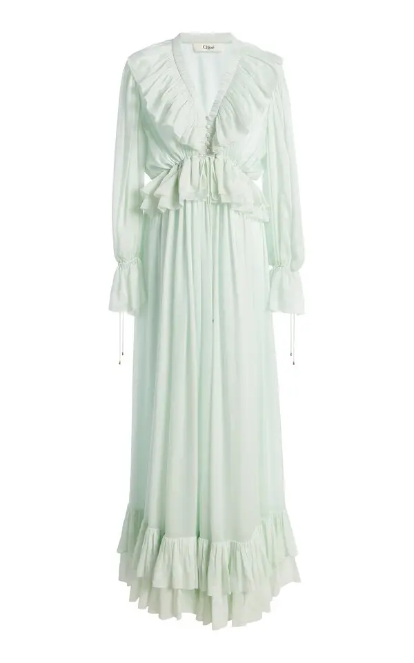 Chloé Pleated Maxi Dress - Grey