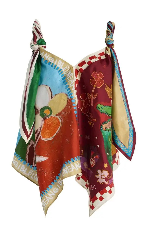 ALEMAIS Mlak Printed Silk-twill Scarf Top - Multi