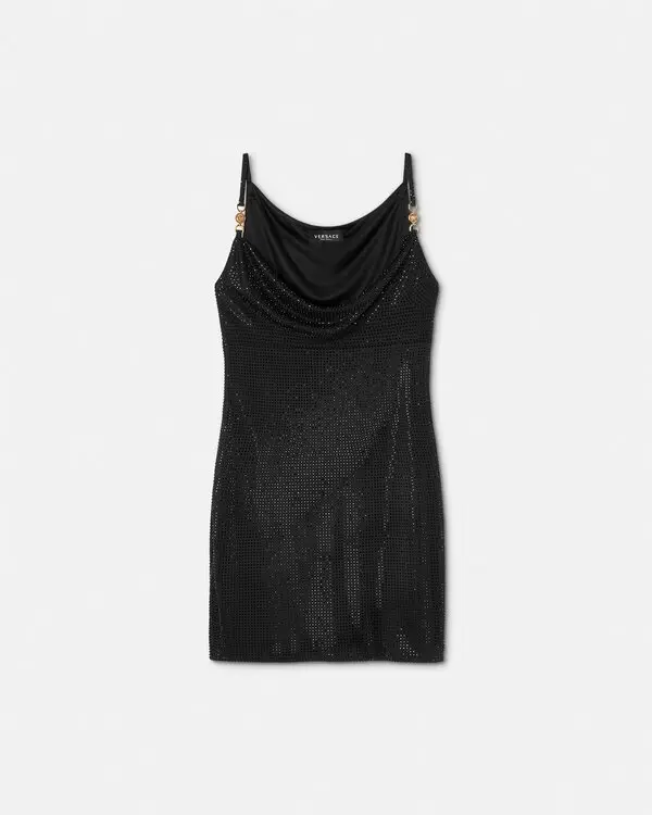 Versace Embellished Viscose Mini Dress - Black