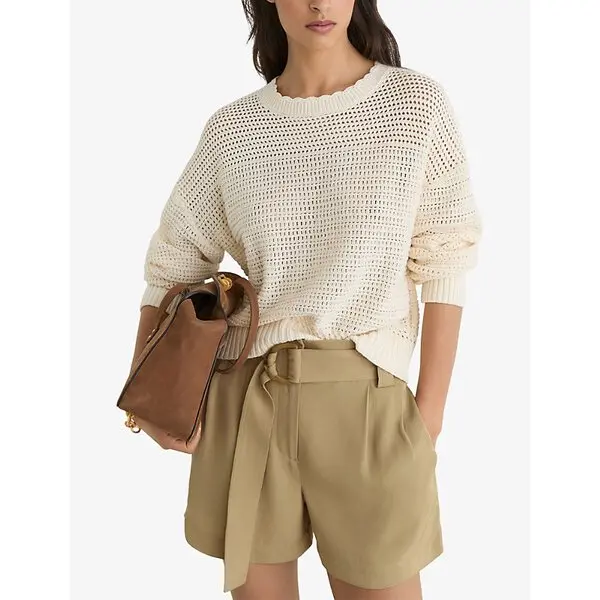 REISS Lana Belted Woven Shorts