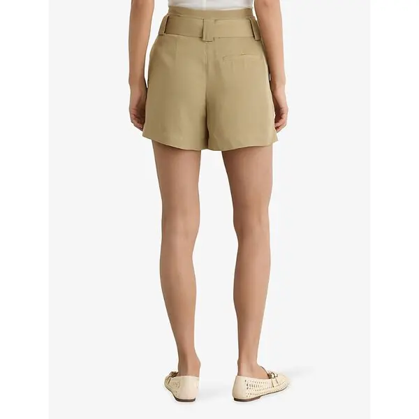 REISS Lana Belted Woven Shorts