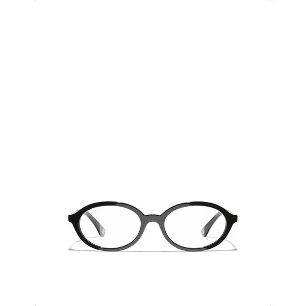 Chanel Ch3499ha Oval-frame Metal Optical Glasses - Black
