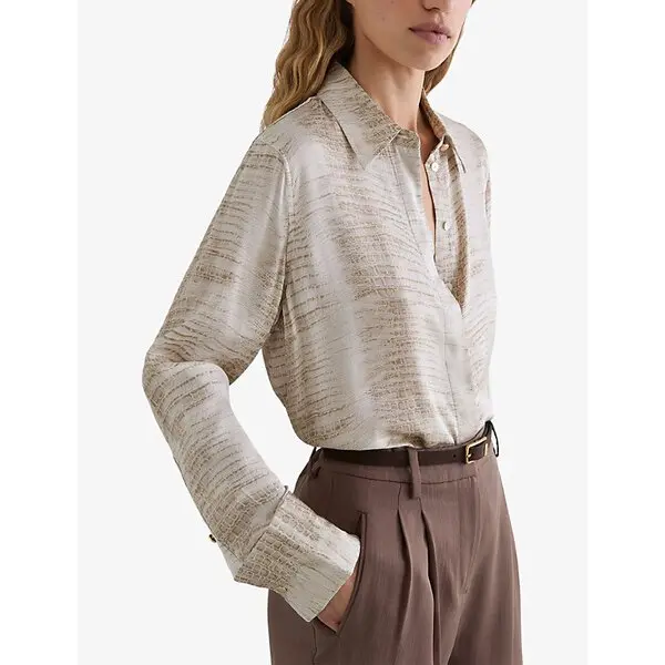 REISS Annie Snake-print Satin Shirt