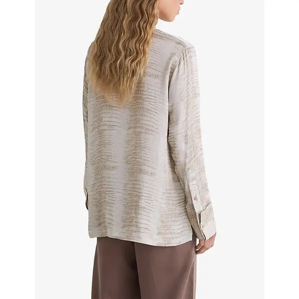 REISS Annie Snake-print Satin Shirt