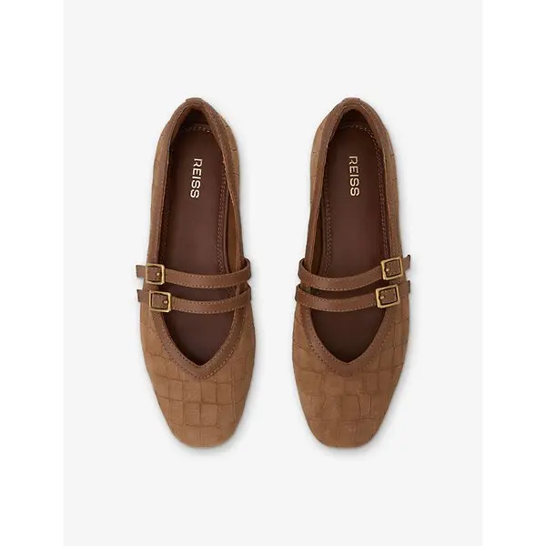 REISS Eliza Suede Ballet Flats