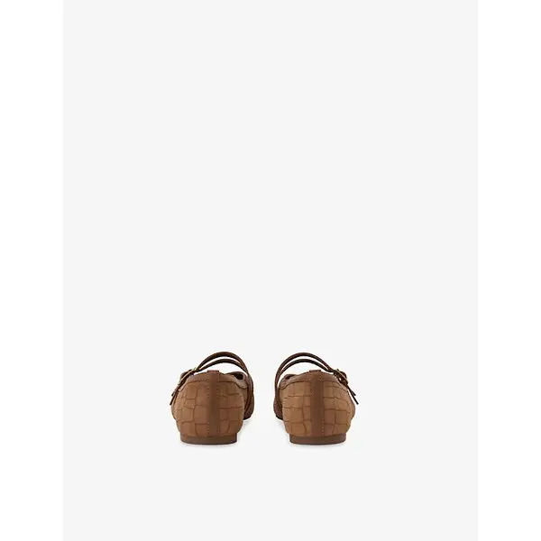 REISS Eliza Suede Ballet Flats