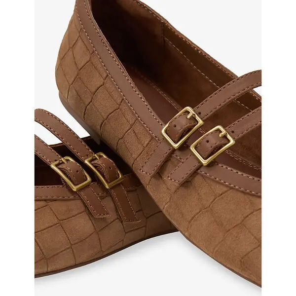 REISS Eliza Suede Ballet Flats