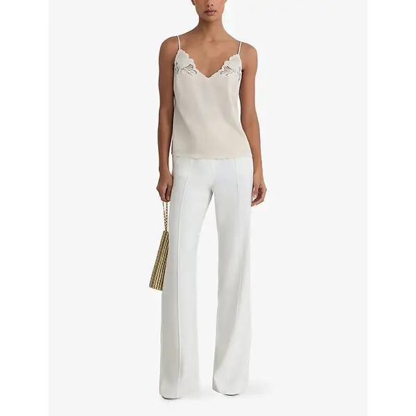 REISS Joanie Lace-detail Satin Cami Top