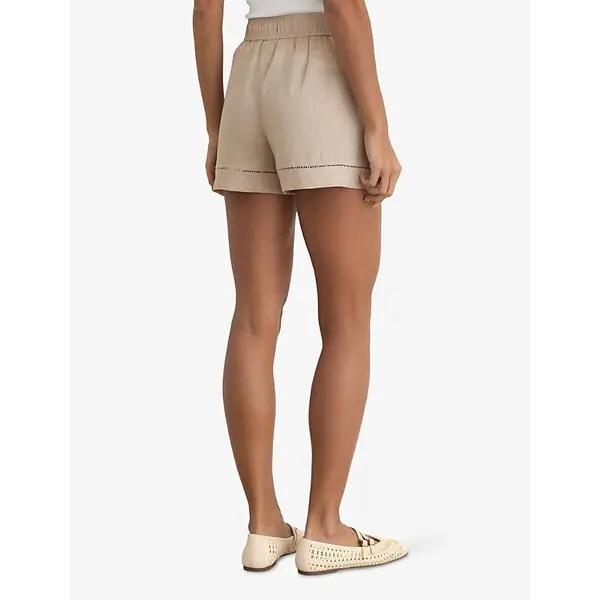 REISS Riley Drawstring-waist Linen Shorts