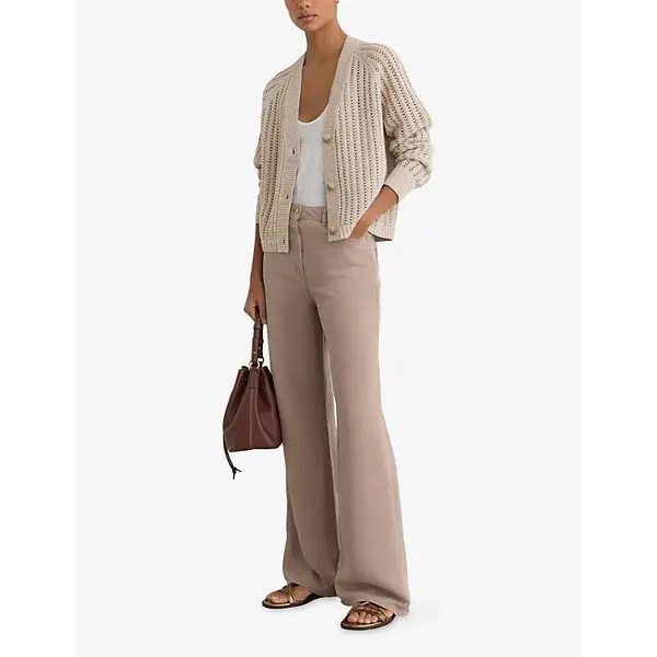REISS Constance V-neck Knitted Cardigan