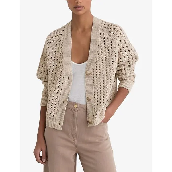 REISS Constance V-neck Knitted Cardigan