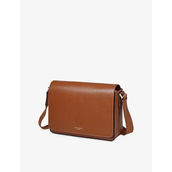 ASPINAL OF LONDON Reporter Leather Messenger Bag - Chestnut