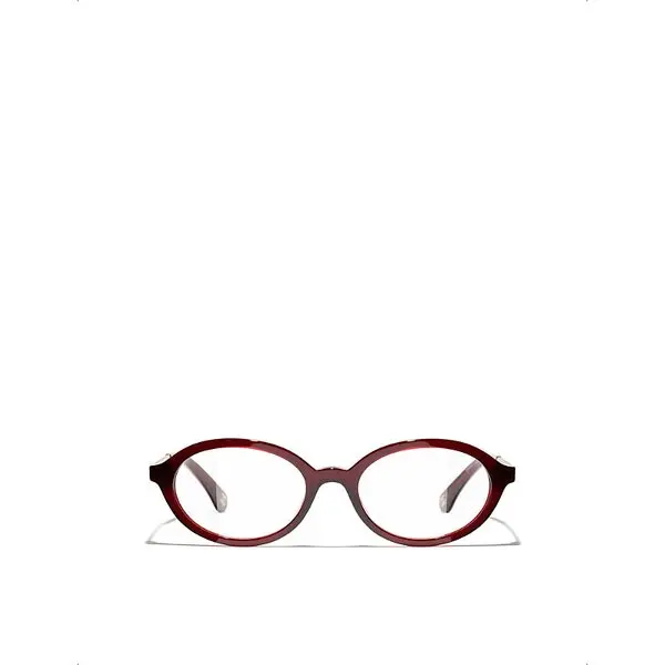 Chanel Ch3499ha Oval-frame Metal Optical Glasses - Red