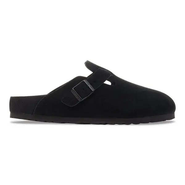 BIRKENSTOCK Boston Suede Leather Clogs - Black