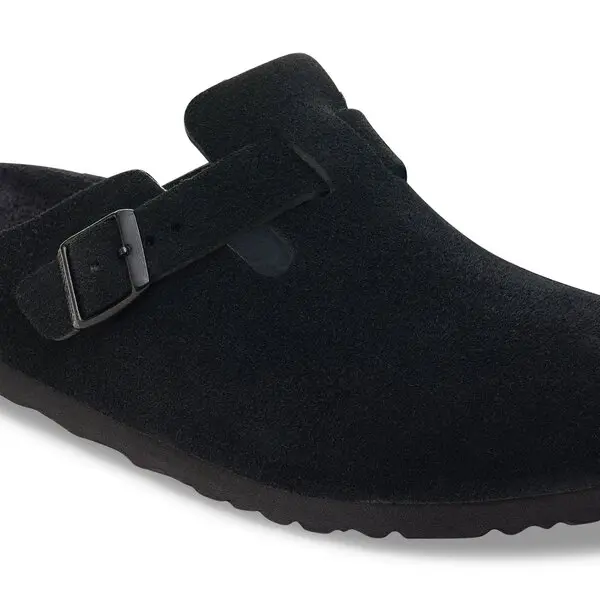 BIRKENSTOCK Boston Suede Leather Clogs - Black