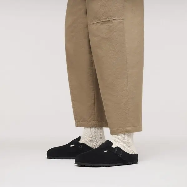 BIRKENSTOCK Boston Suede Leather Clogs - Black