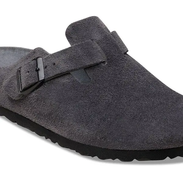 BIRKENSTOCK Boston Suede Leather Clogs - Charcoal