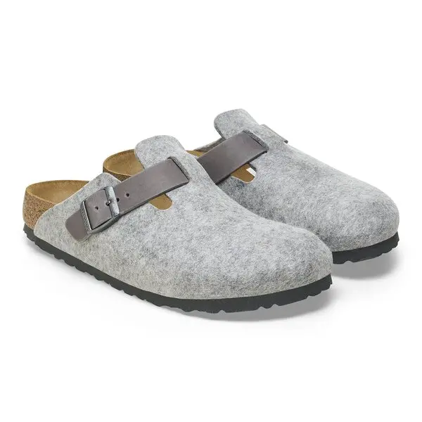 BIRKENSTOCK Boston Leather/textile/felt - Light Gray