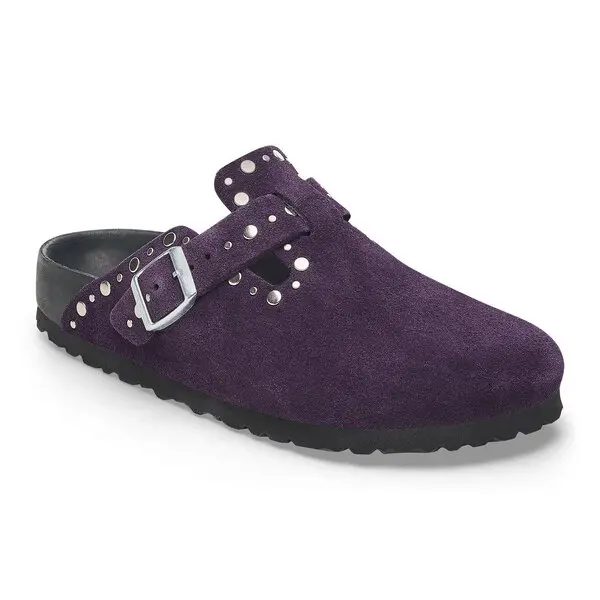 BIRKENSTOCK Boston Rivet Suede Leather Clogs - Acai