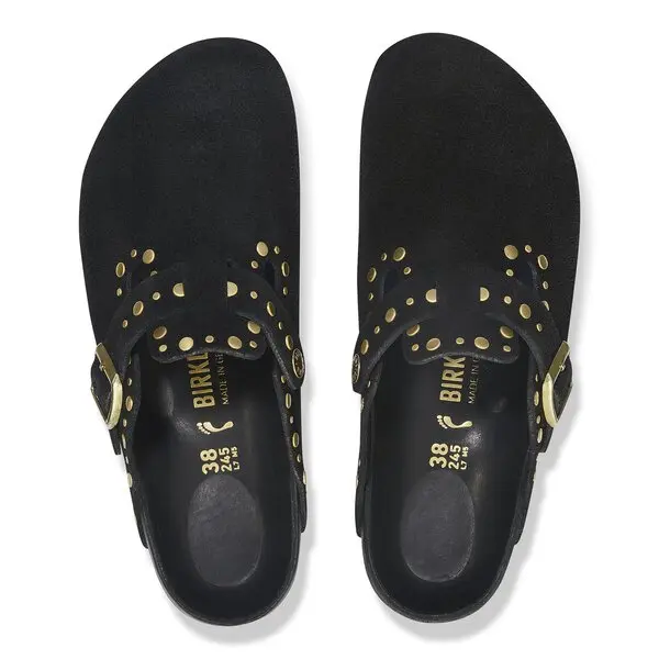 BIRKENSTOCK Boston Rivet Suede Leather - Black