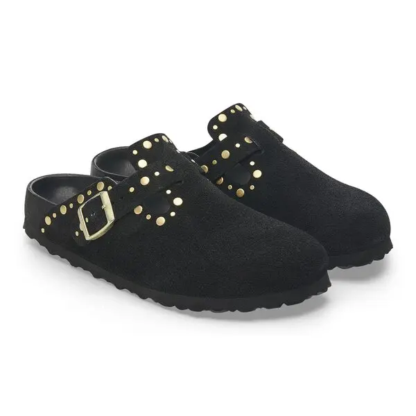 BIRKENSTOCK Boston Rivet Suede Leather - Black