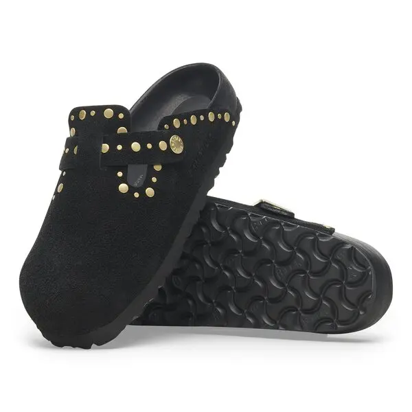 BIRKENSTOCK Boston Rivet Suede Leather - Black