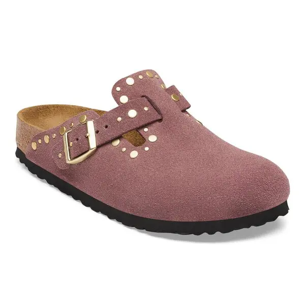 BIRKENSTOCK Boston Rivet Suede Leather Clogs - Pepper