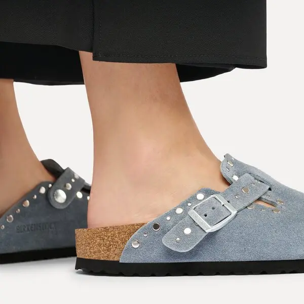 BIRKENSTOCK Boston Rivet Suede Leather Clogs