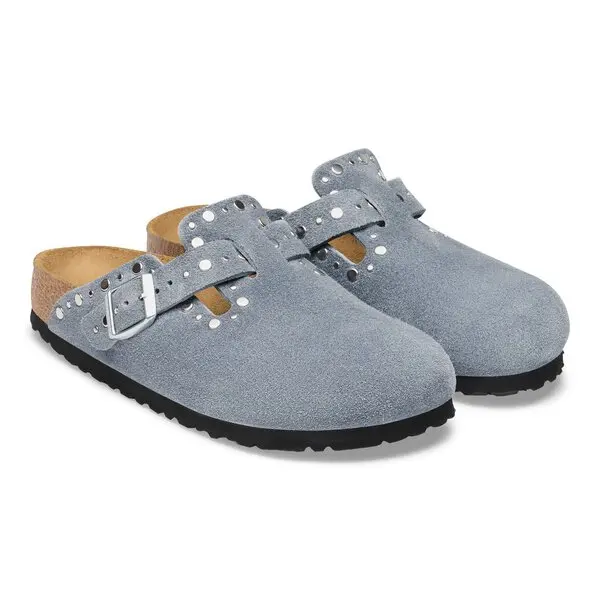 BIRKENSTOCK Boston Rivet Suede Leather Clogs