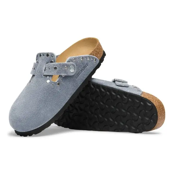 BIRKENSTOCK Boston Rivet Suede Leather Clogs
