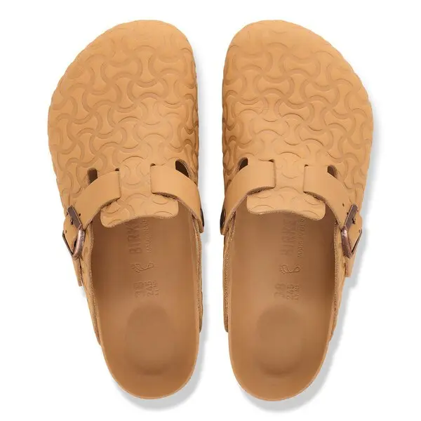 BIRKENSTOCK Boston Natural Leather Embossed Clogs