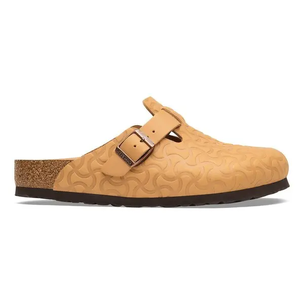BIRKENSTOCK Boston Natural Leather Embossed Clogs