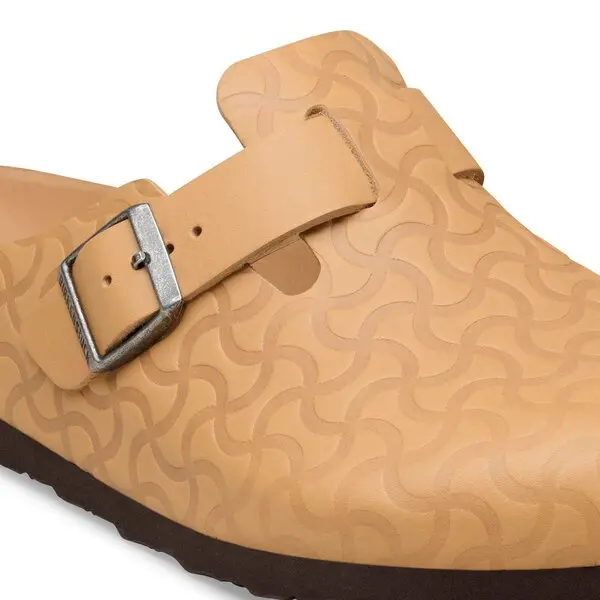 BIRKENSTOCK Boston Natural Leather Embossed Clogs