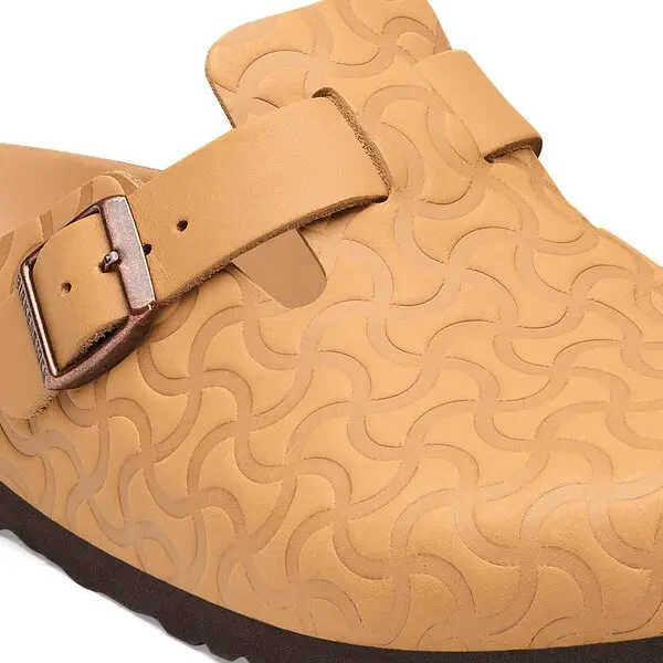 BIRKENSTOCK Boston Natural Leather Embossed Clogs
