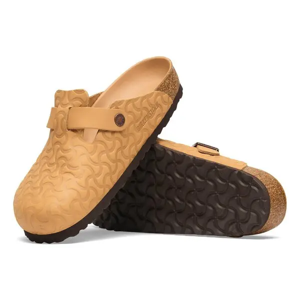 BIRKENSTOCK Boston Natural Leather Embossed Clogs