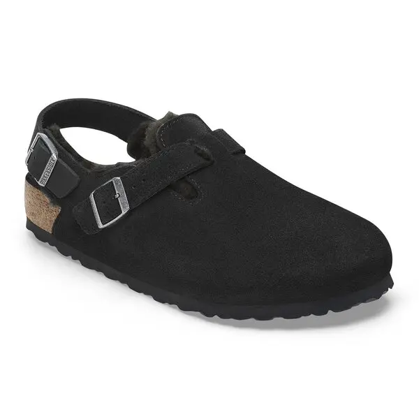 BIRKENSTOCK Tokio Shearling Suede Leather - Black