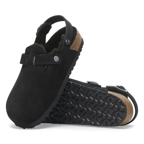 BIRKENSTOCK Tokio Shearling Suede Leather - Black