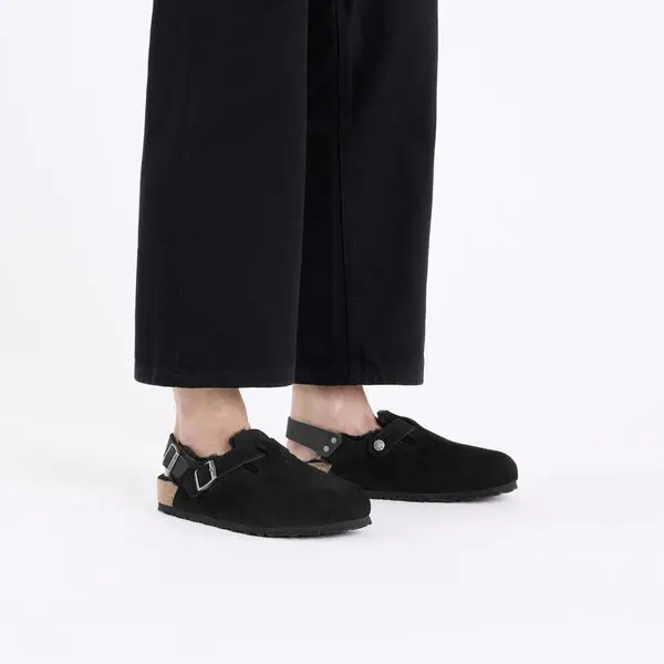 BIRKENSTOCK Tokio Shearling Suede Leather - Black