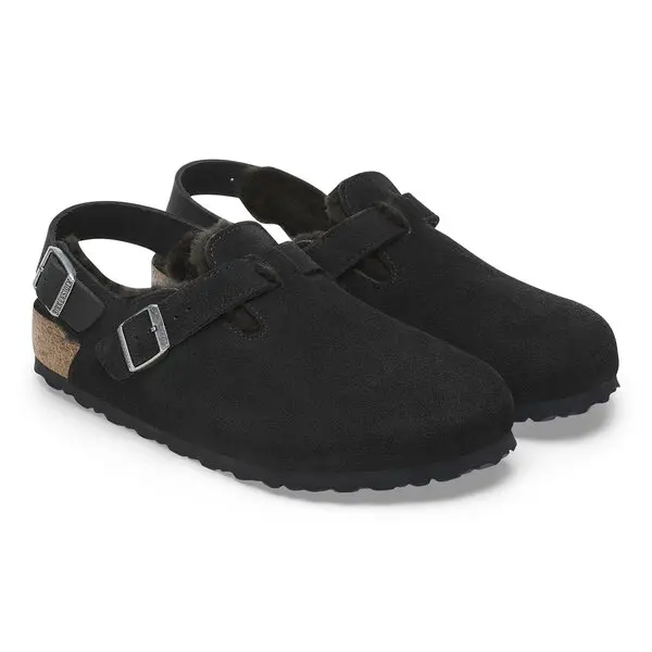 BIRKENSTOCK Tokio Shearling Suede Leather - Black
