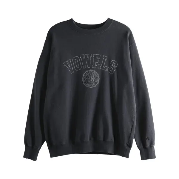 VOWELS Faded Collegiate Crewneck - Black