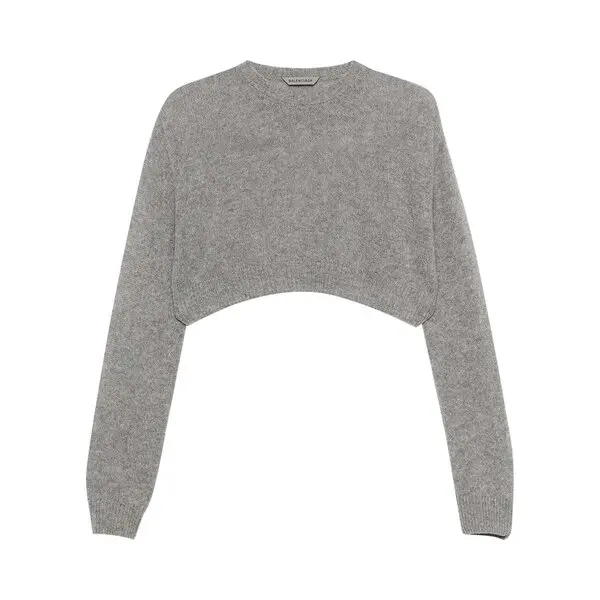 Balenciaga Cropped Crewneck 'heather - Grey