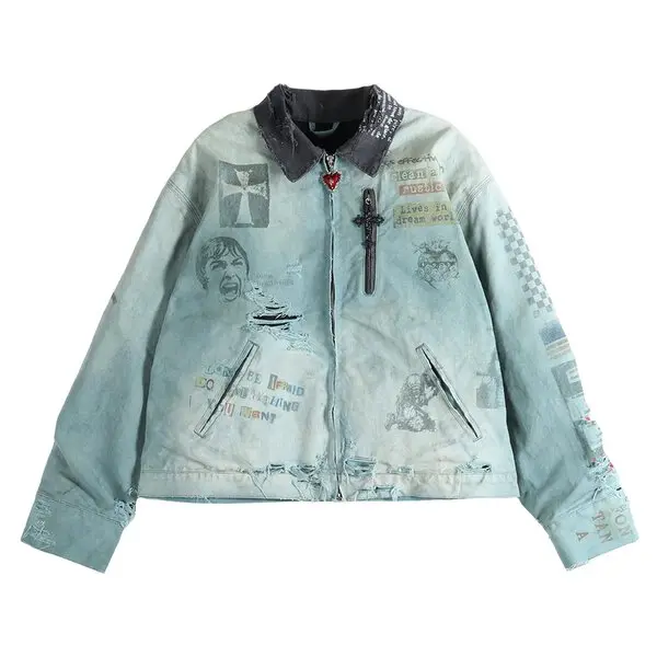 SAITOS Distressed Work Jacket - Grey