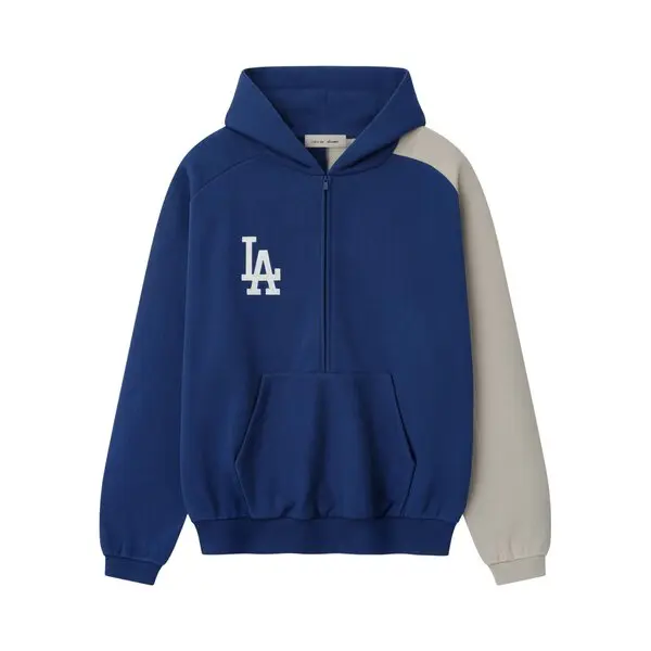 Fear Of God Dodgers Raglan Half Zip Sport Hoodie 'estate / Seal - Blue