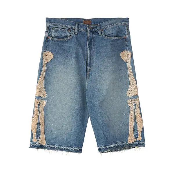 Kapital Pro" Denim Shorts With Bone Appliqu