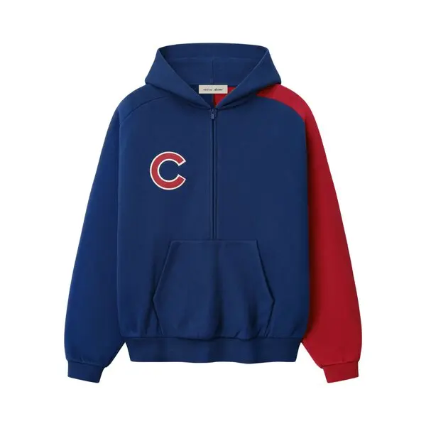 Fear Of God Cubs Raglan Half Zip Sport Hoodie 'estate / Stone Red - Blue